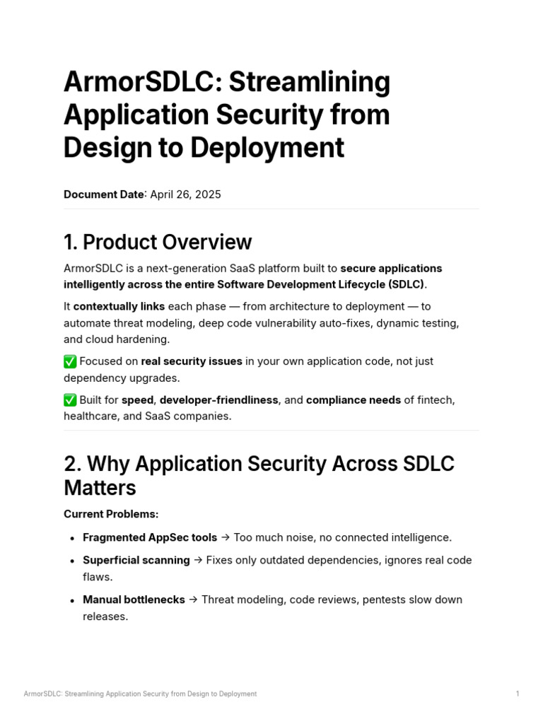 ArmorSDLC Streamlining Application Security From Design To Deployment ...