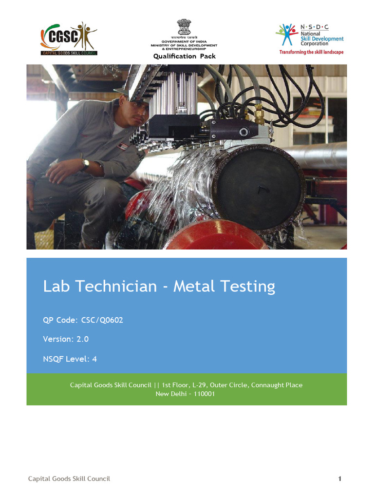 Lab Technician - Metal Testing QP Guide | PDF | Occupational Safety And ...