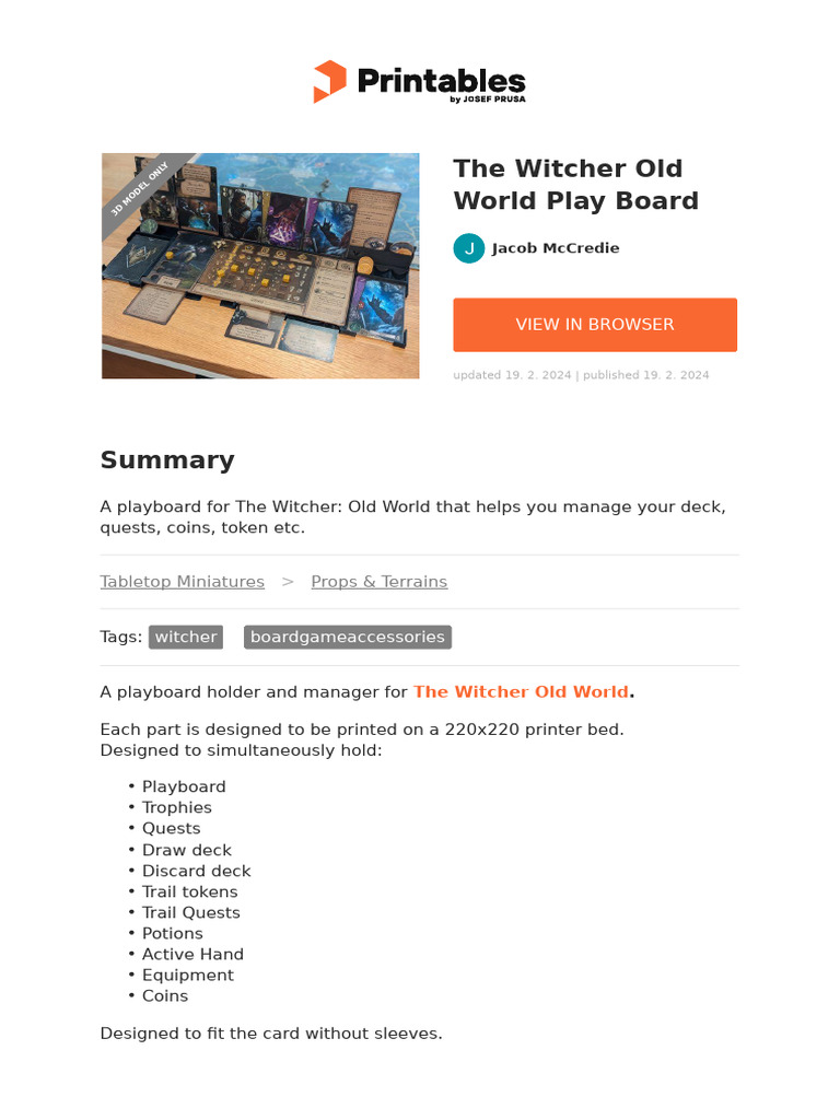 The Witcher Old World Play Board | PDF