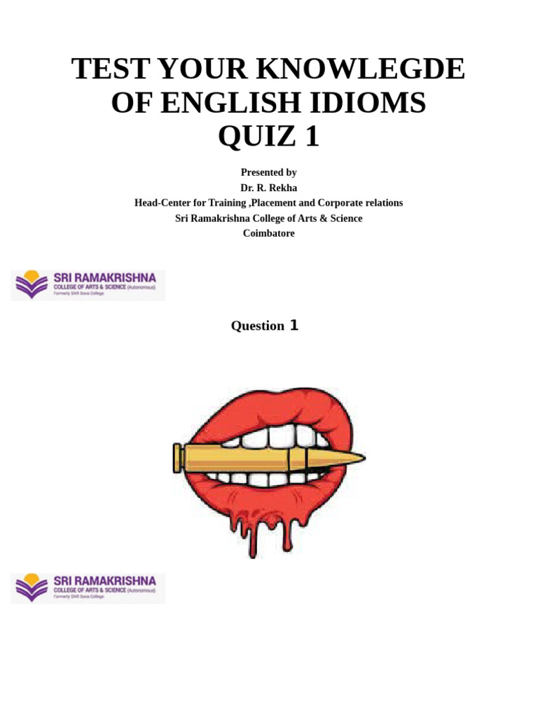 100 Idioms Quiz with Answers | PDF