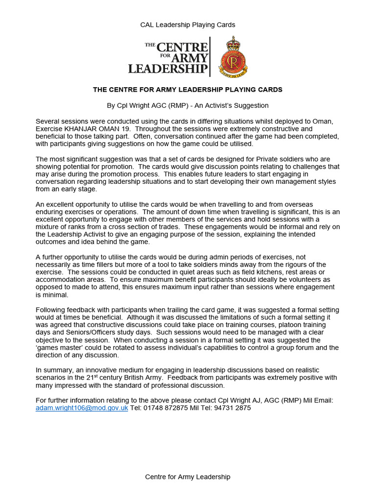Leadership Development with Playing Cards | PDF | Leadership