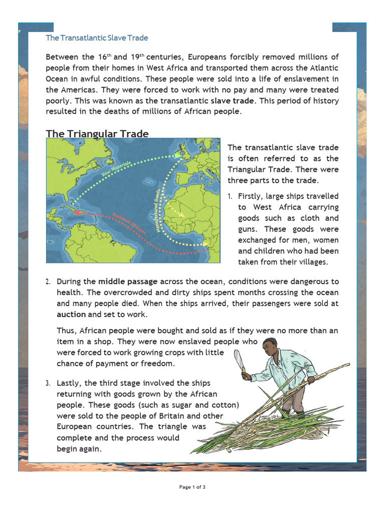 Trasanlantic Slaves Trade - Worksheet | PDF | Atlantic Slave Trade ...