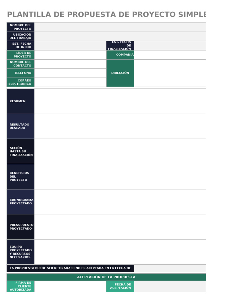 Plantilla de Propuesta de Proyecto Simple | PDF