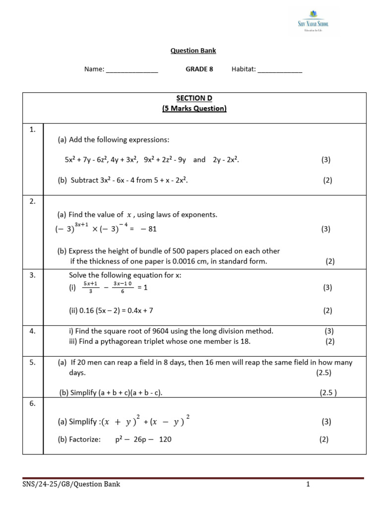 Question Bank 2 Grade 8 .Docx 1 | PDF | Road