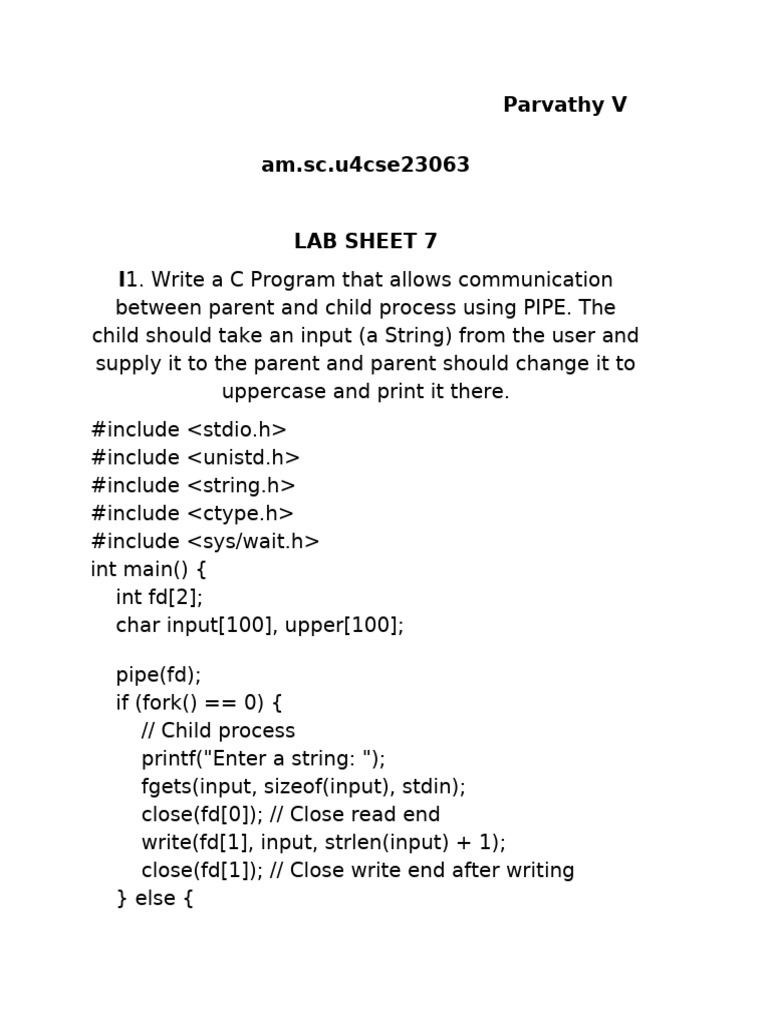 Parvathy V 23063 Os Lab 7 Answers | PDF | Software Engineering ...