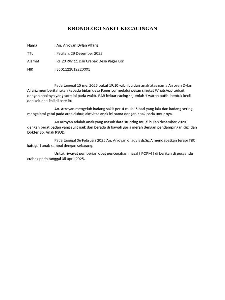 Kronologi Sakit Kecacingan | PDF