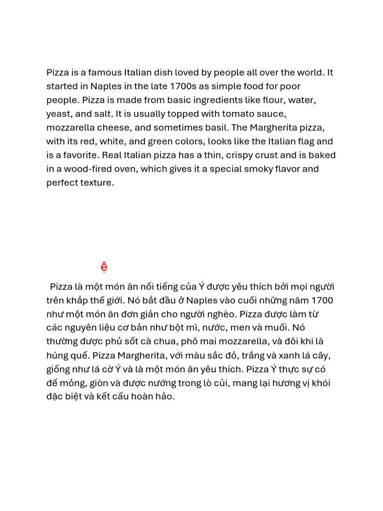 Pizza Ý Eng - PRJ | PDF