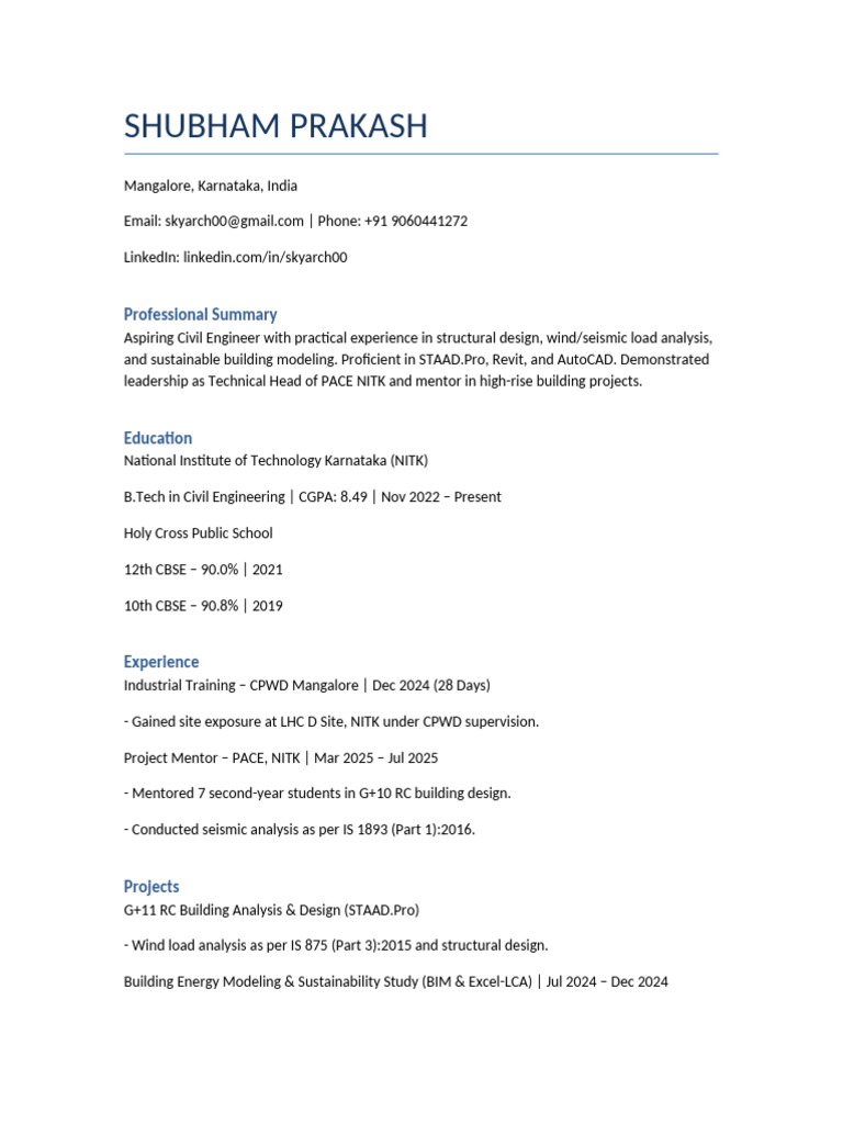 Shubham Prakash Resume Updated | PDF