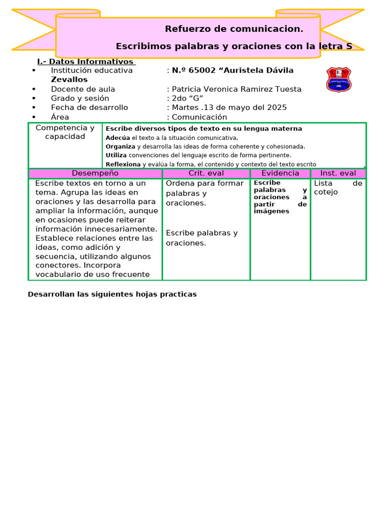 Evaluación de Escritura en 2do Grado | PDF | Comunicación | Lingüística