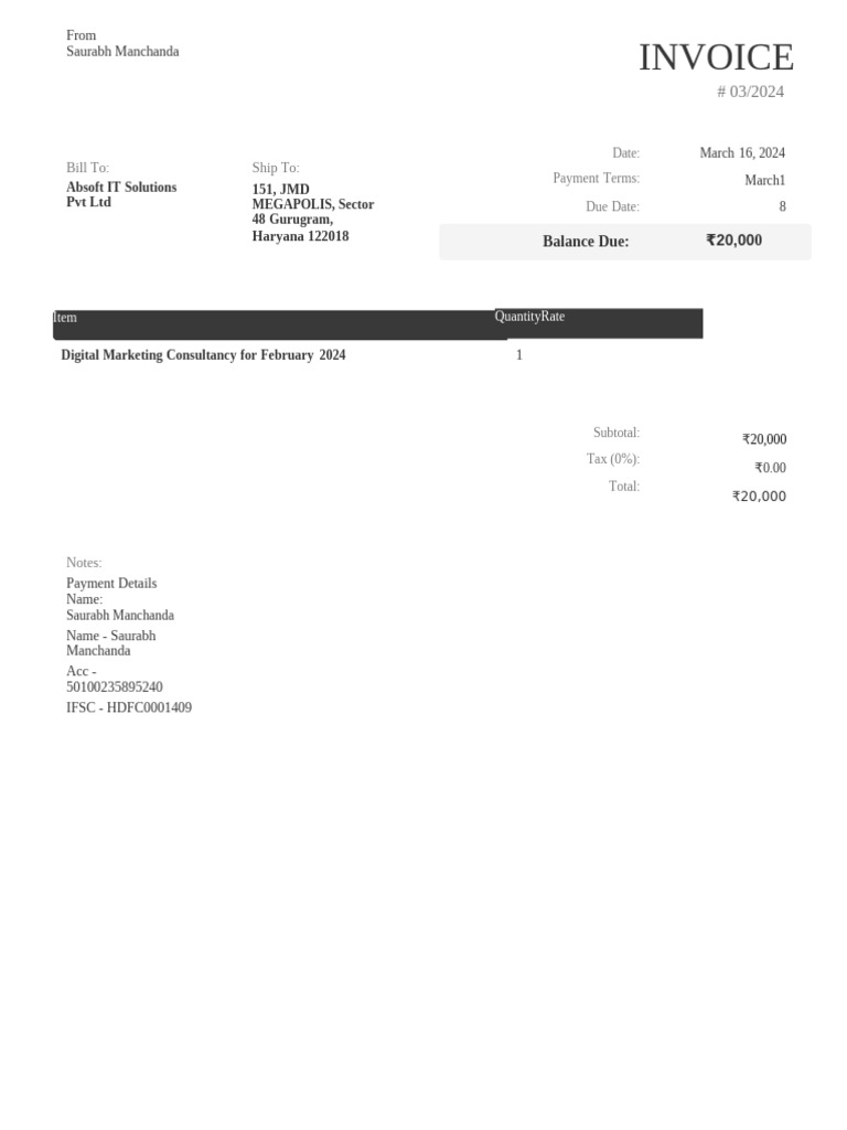 Invoice # March 2024 | PDF