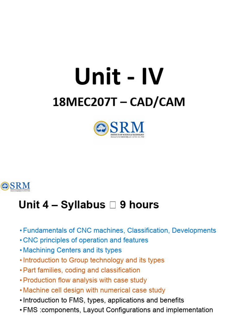 18MEC207T - Unit 4 - Rev | PDF | Numerical Control | Machining