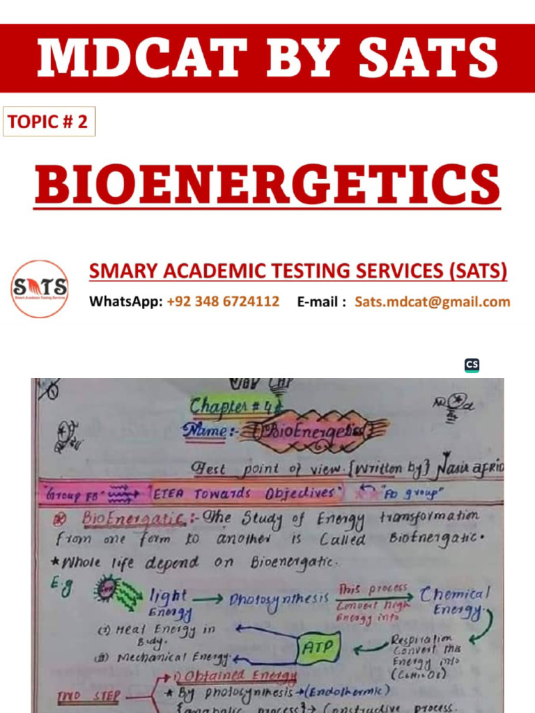 Bioenergetics Handwritten Notes | PDF