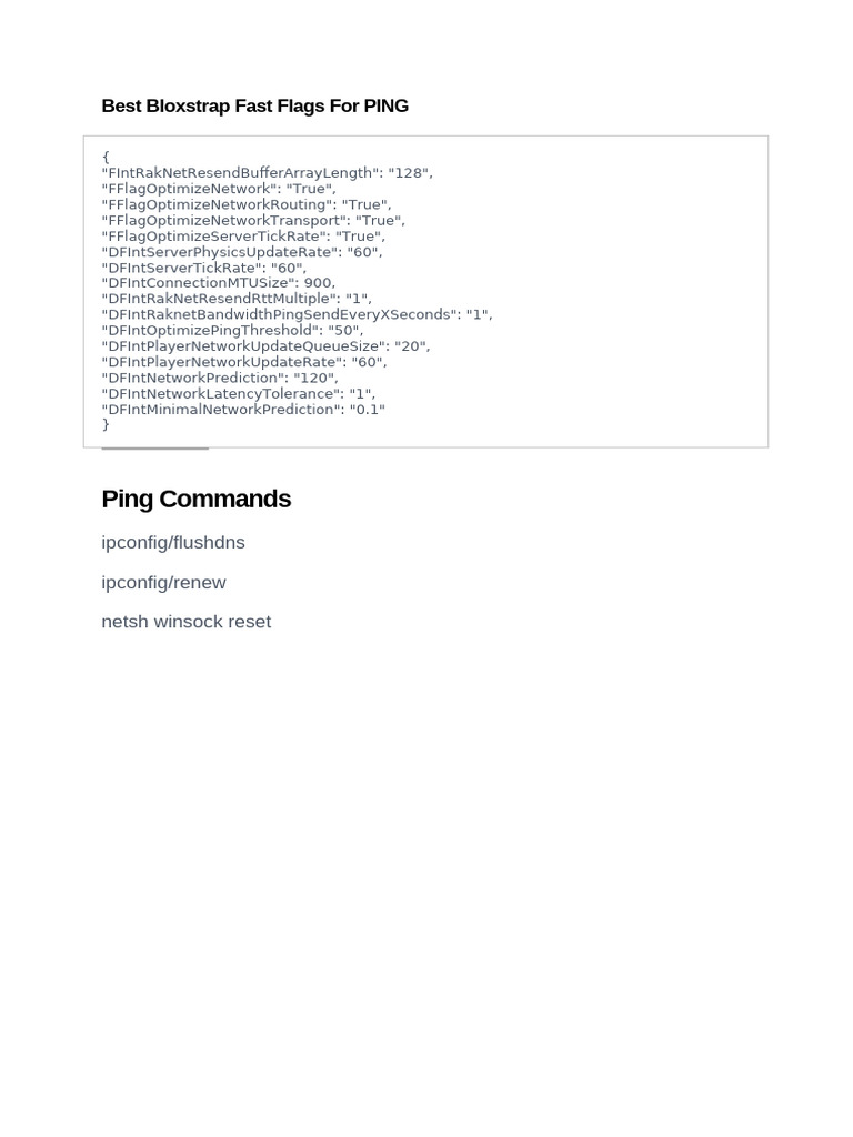 Better Ping Roblox Fastflag | PDF