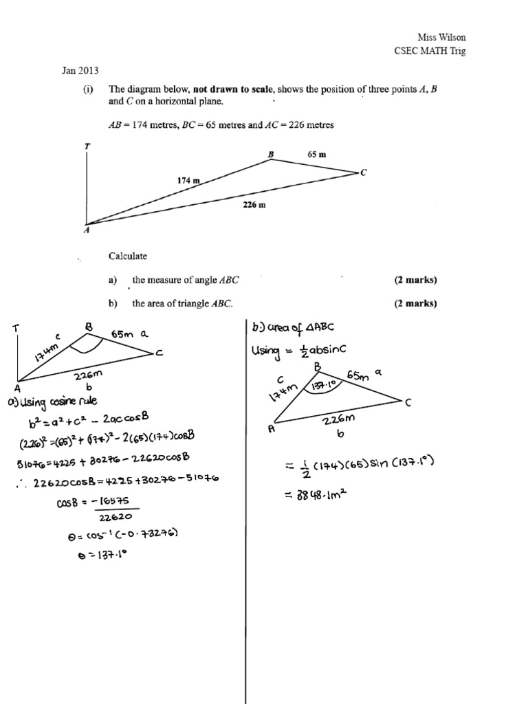 CSEC Marathon Trigonometry | PDF