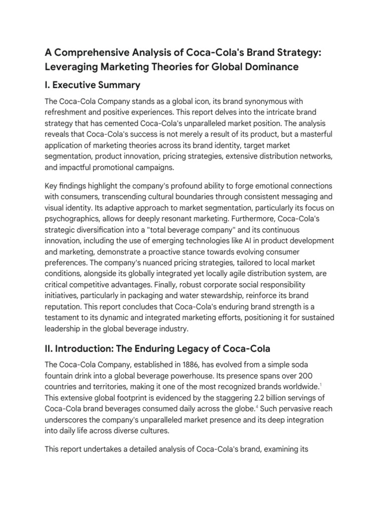 Coca-Cola Brand Strategy Analysis | PDF | Brand | The Coca Cola Company