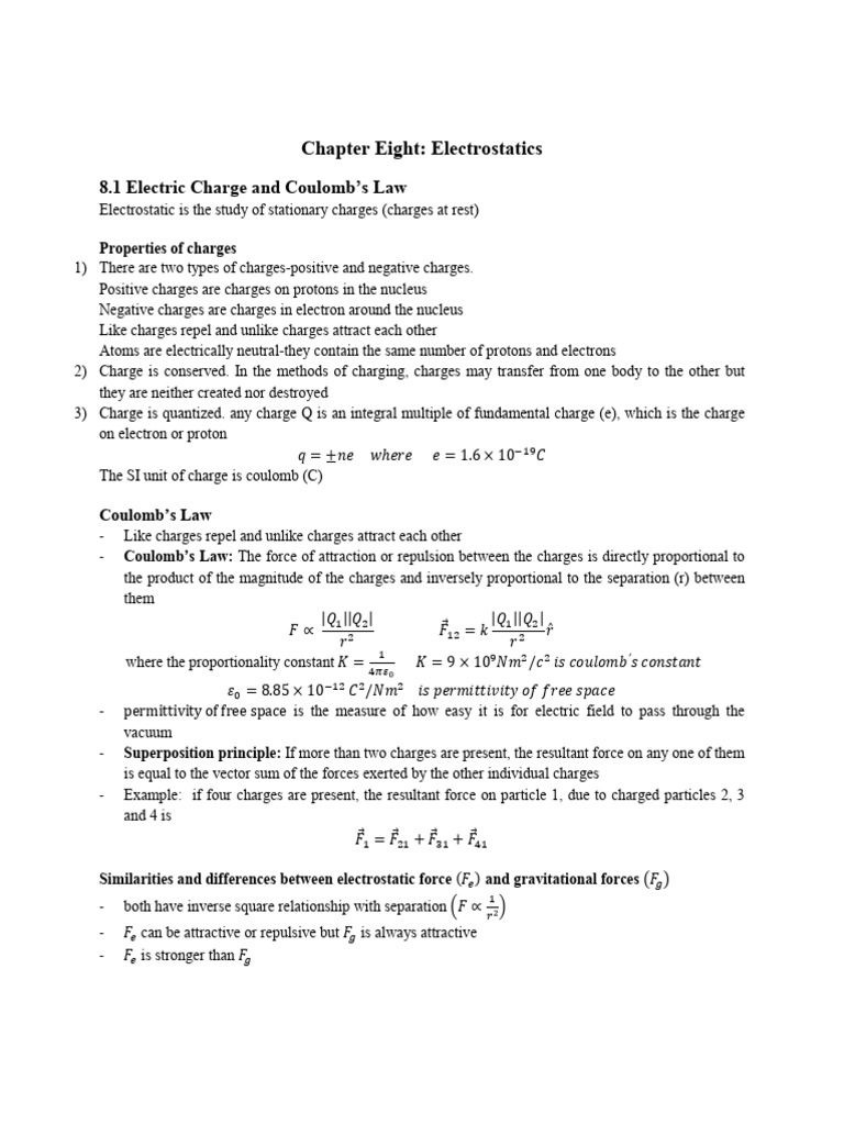 Chapter Eight Electrostatics-1 | PDF | Capacitance | Capacitor