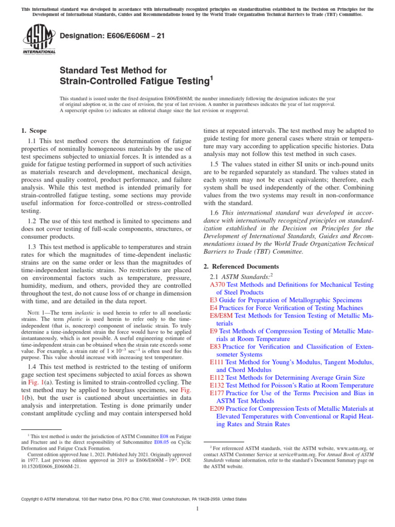 ASTM E606/E606M Strain-Controlled Testing | PDF | Deformation ...