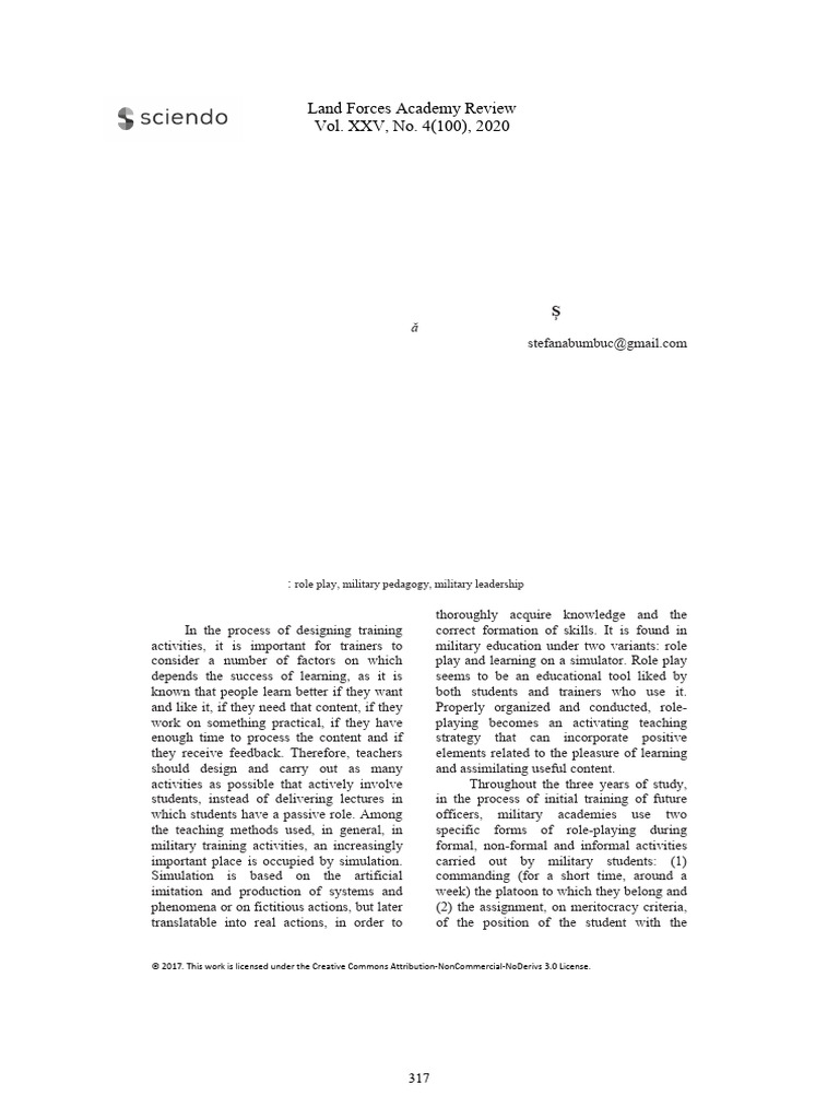 2020using The Role Play Method in Military Pedagogy | PDF | Pedagogy ...