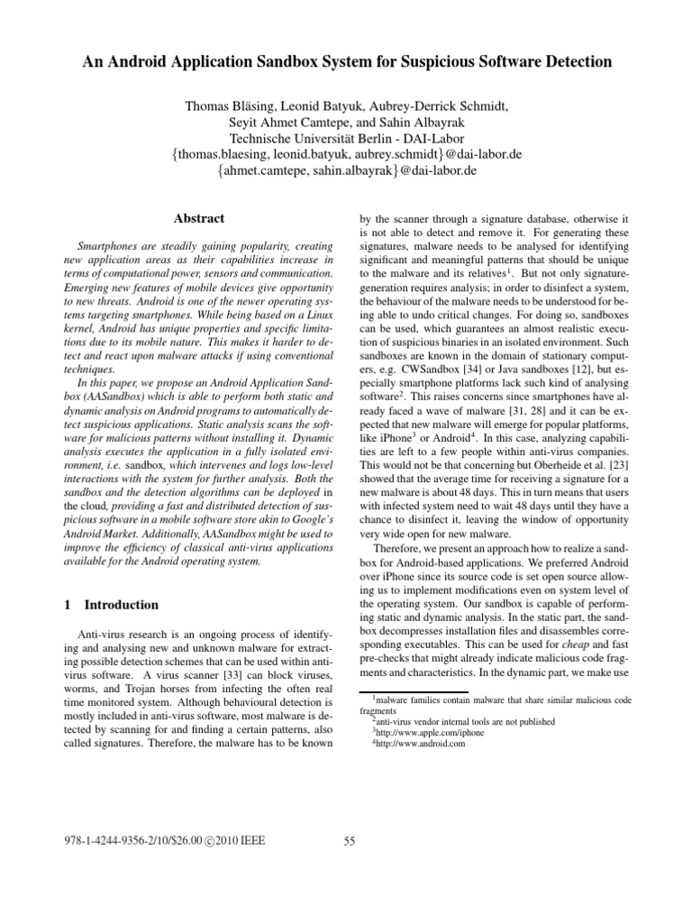 An Android Application Sandbox System For Suspicious Software Detection ...