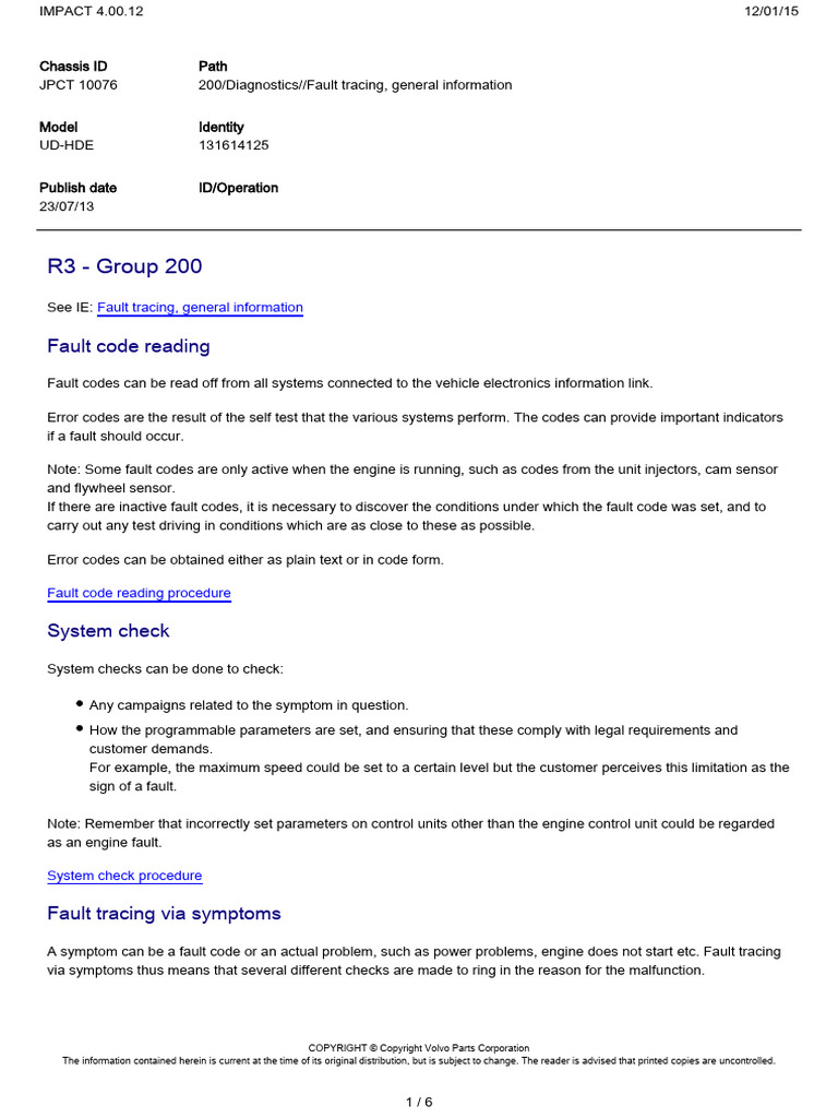 Fault Tracing General Information | PDF