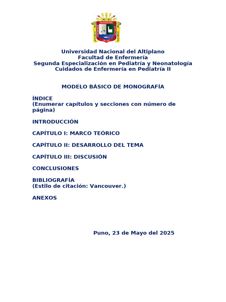 Modelo Monografia CEP II UNA 2025 | PDF