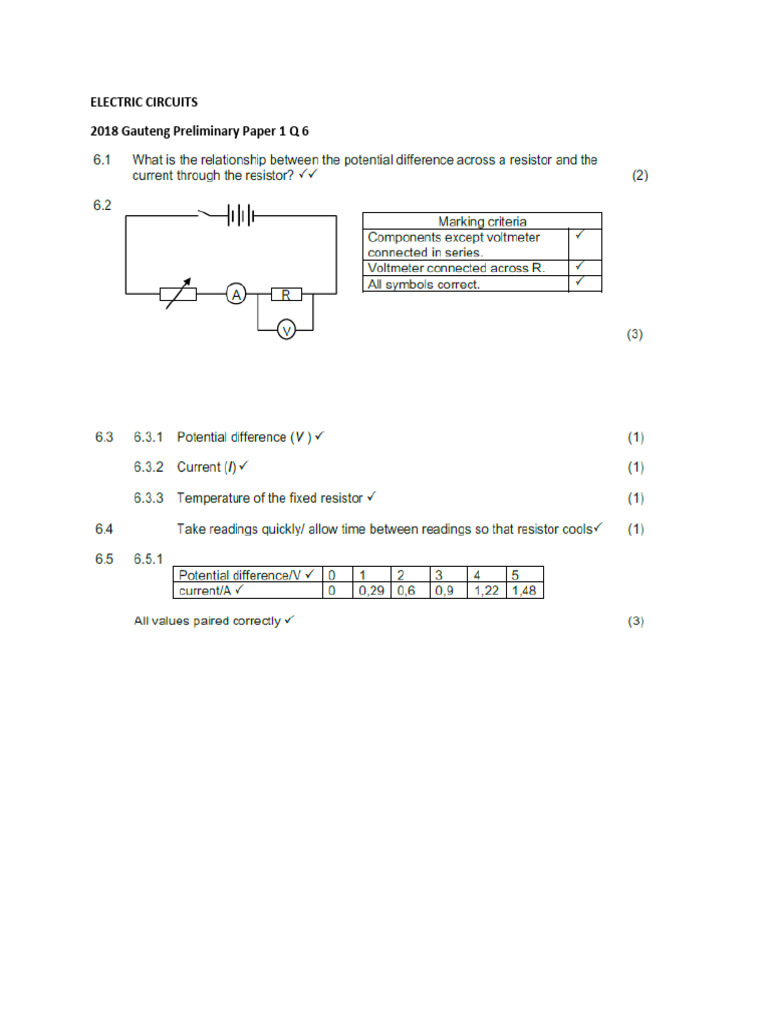 Electric Circuits Practise Questions Part 2 Memo | PDF