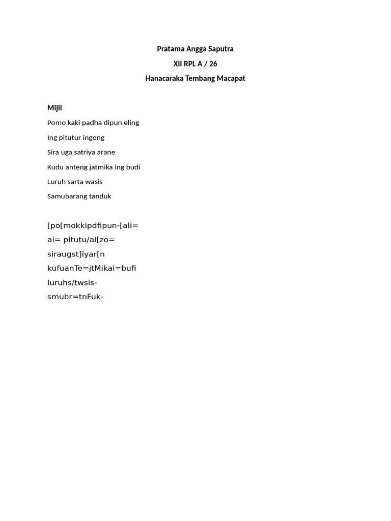 Hanacaraka Tembang Macapat | PDF