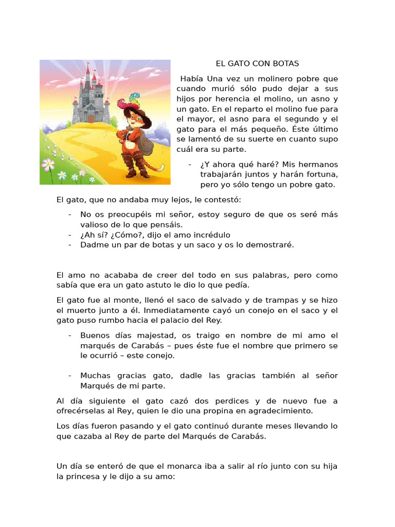 El Gato con Botas: Cuento Clásico | PDF