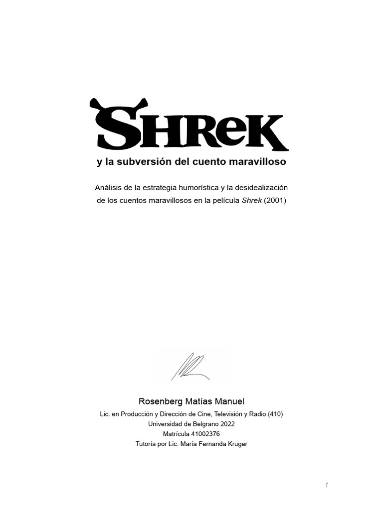 Shrek y La Subversión Del Cuento Maravilloso | PDF | La compañía Walt Disney