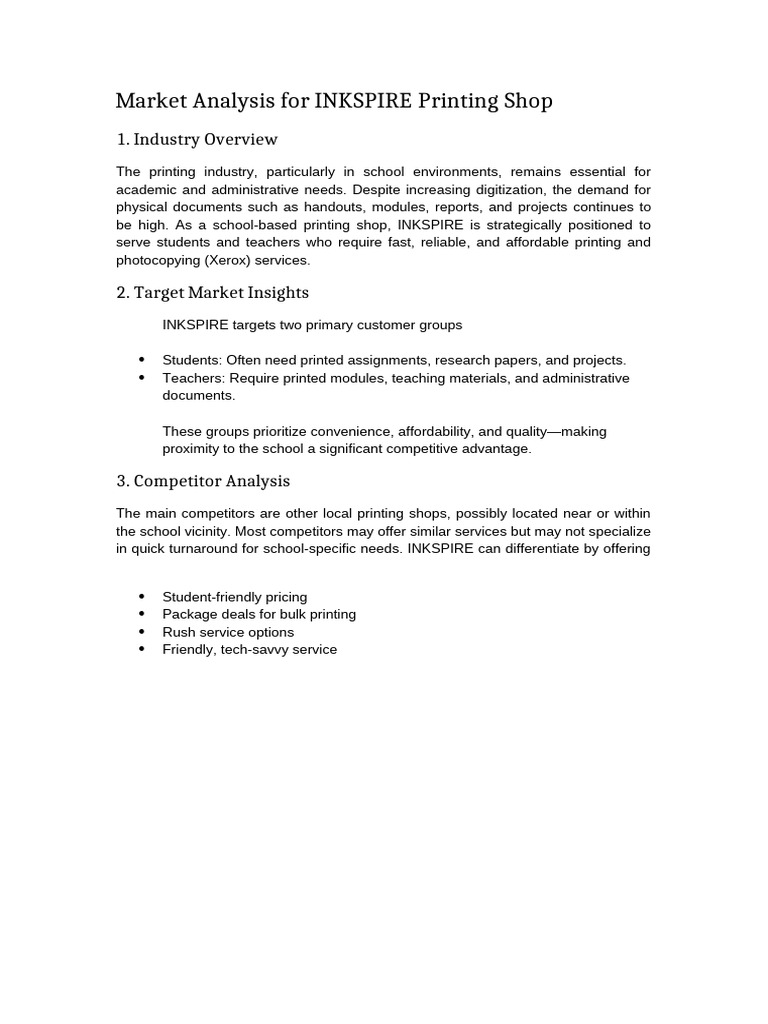 INKSPIRE Market Analysis | PDF | Business Economics | Strategic Management