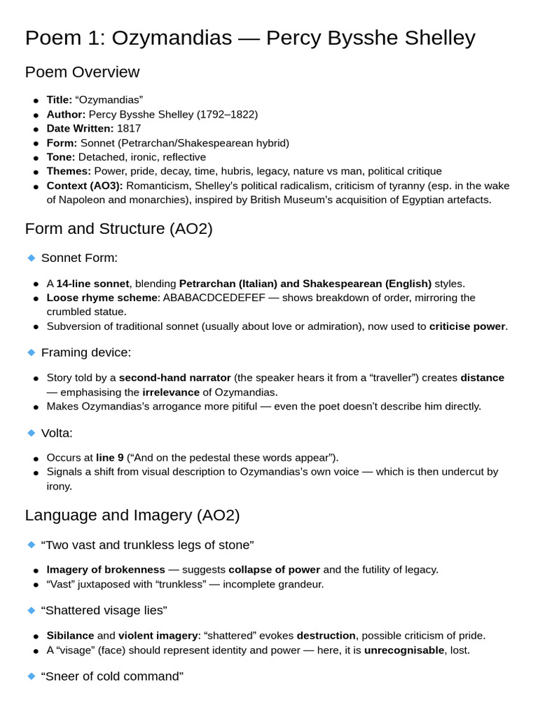 English Literature Paper 2 Seen Poetry | PDF | Poetry | Psychological ...