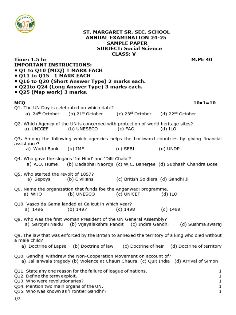 Class 5th Social Science Sample | PDF | Indian Nationalism | Indian ...