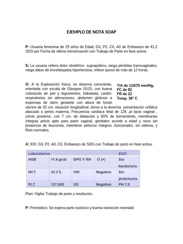 Material de Estudio - EJEMPLO DE NOTA SOAP | PDF