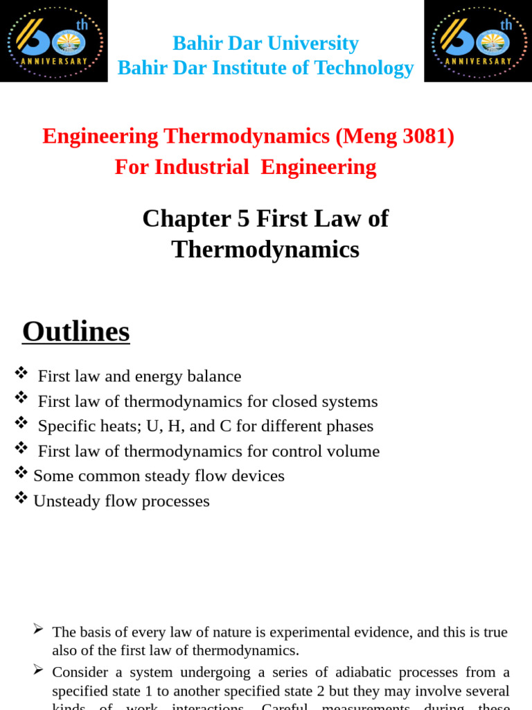 Chapter 5 First Law of Thermodynamics | PDF | Heat | Gases