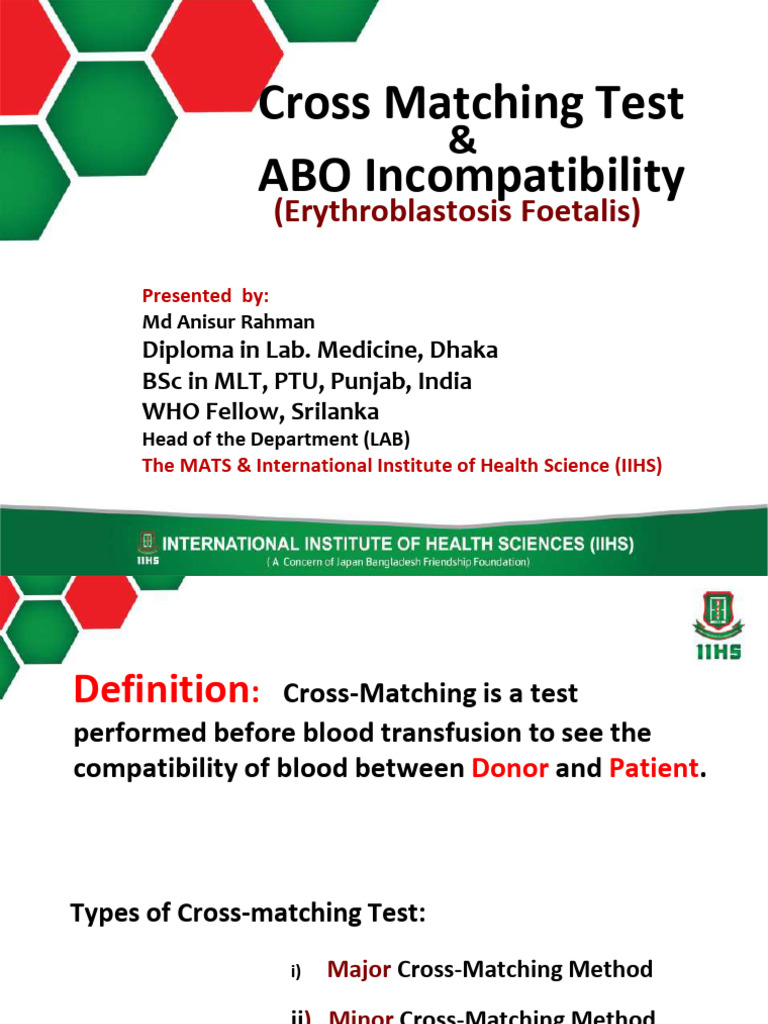 Cross Matching Test & ABO Incompatibility | PDF