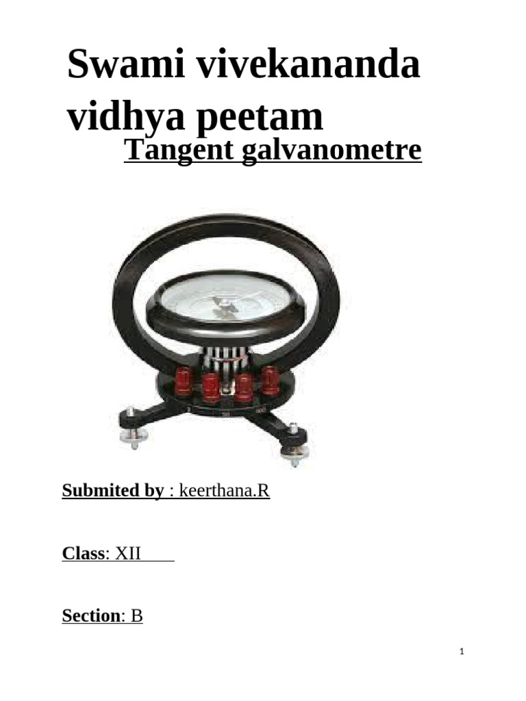 Tangent Galvanometer | PDF | Electrical Engineering | Metrology