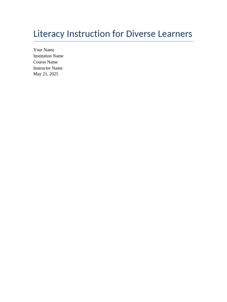 Effective Literacy Strategies for Diverse Learners | PDF | Phonics ...
