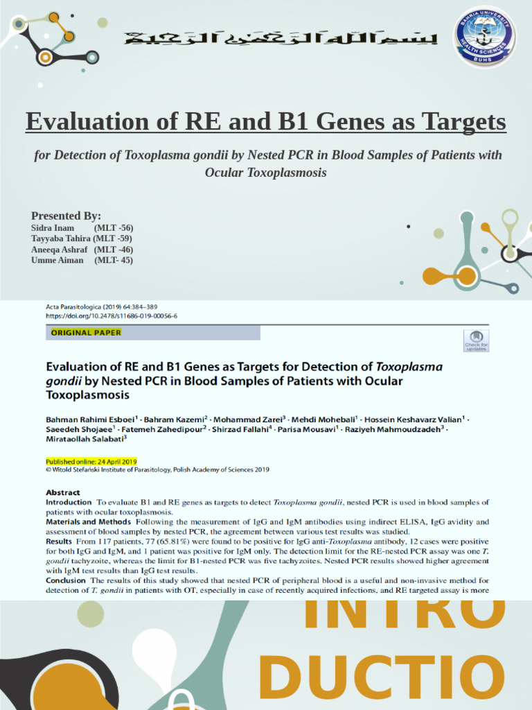 Evaluation of RE and B1 Genes As Targets For Detection of Toxoplasma ...