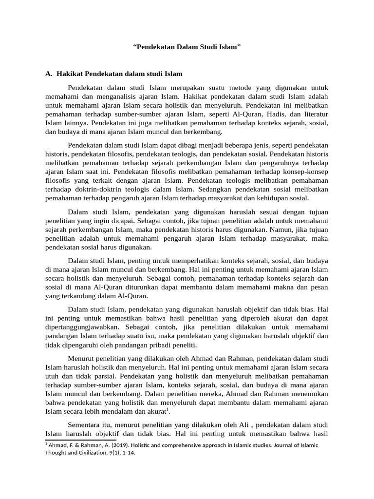 Pendekatan Dalam Studi Islam | PDF