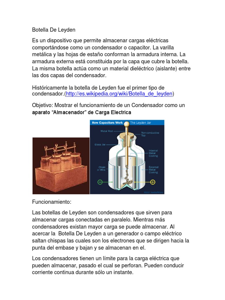 Botella de Leyden y Precipitador Electrostático | PDF | Condensador ...