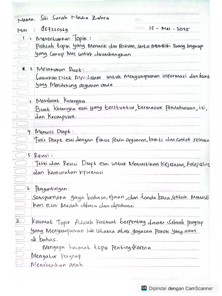 Tugas 2 Keterampilan Menulis (SITI SARAH NADIA ZAHRA) | PDF