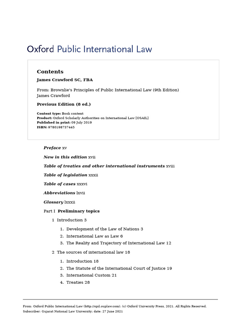 Brownlie's International Law Overview | PDF | Territorial Waters ...