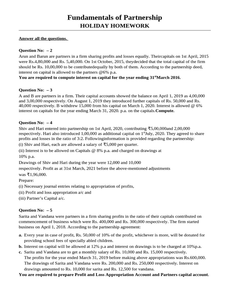 Accountancy - Fundamentals Partnership | PDF | Interest | Partnership