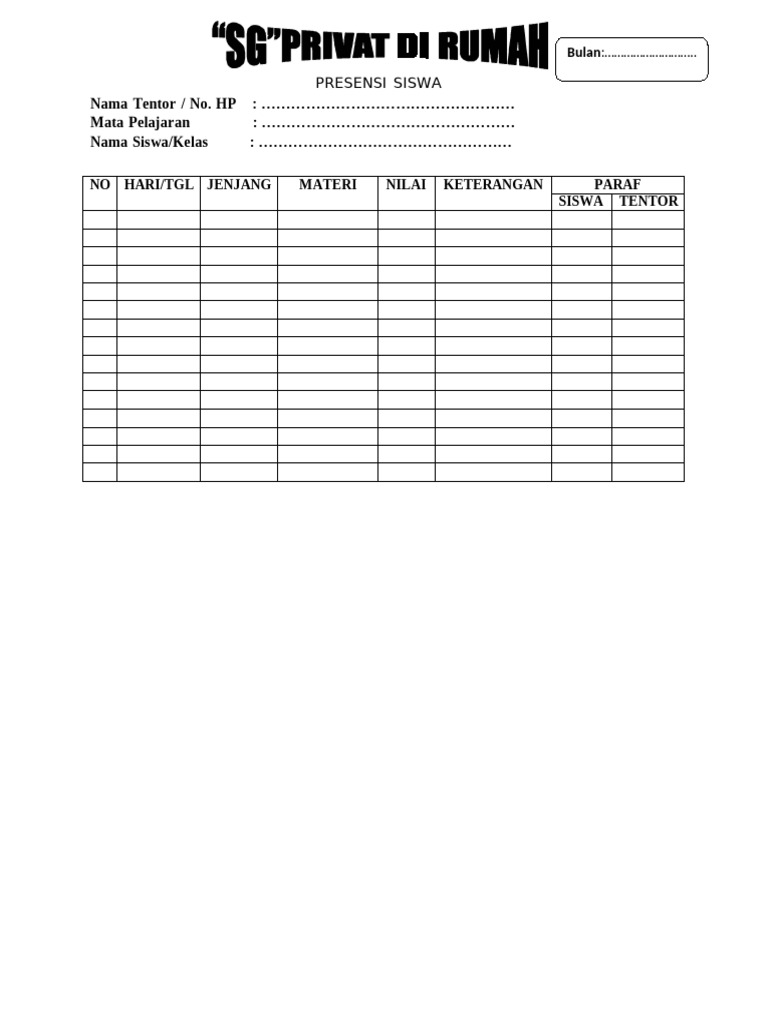 Presensi Siswa Sg | PDF