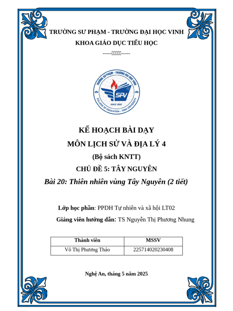 KHDH TNXH Bài 20 | PDF
