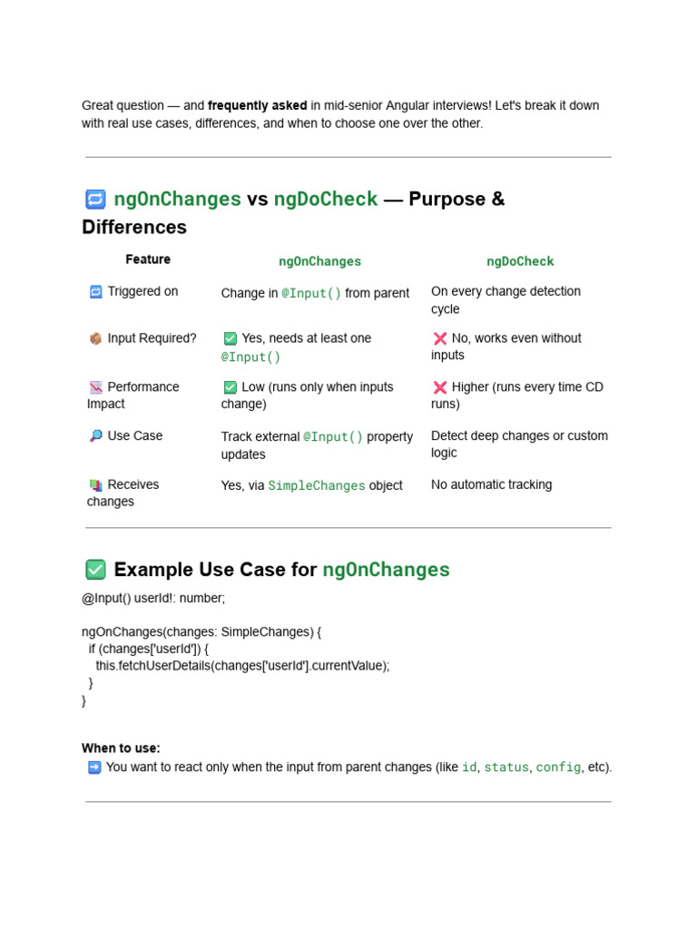 ngOnChanges Vs ngDoCheck | PDF | Computing | Computer Science