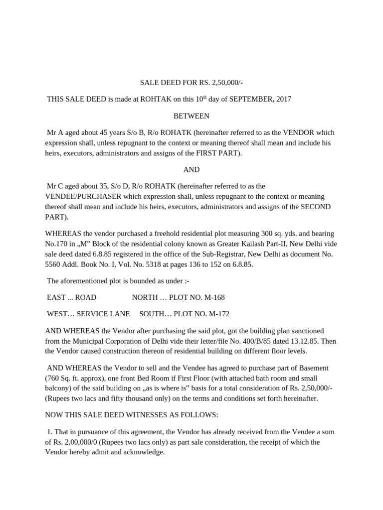 Sale Deed | PDF | Lease | Natural Resources Law