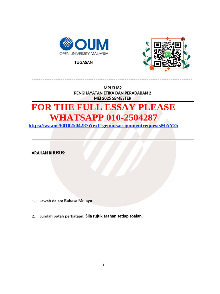 MPU3182-Penghayatan Etika Dan Peradaban 2 | PDF