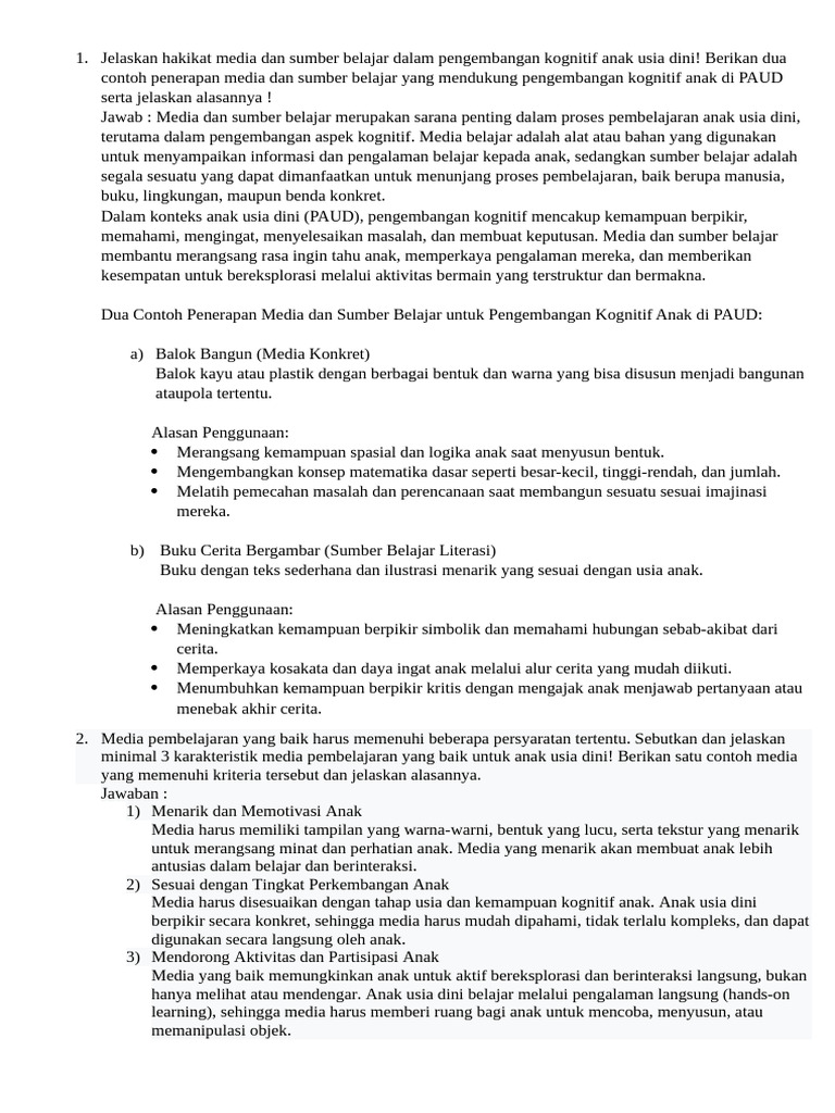 Tugas 2 Metode Pengembangan Kognitif - Elin Karlina - 858334562 | PDF