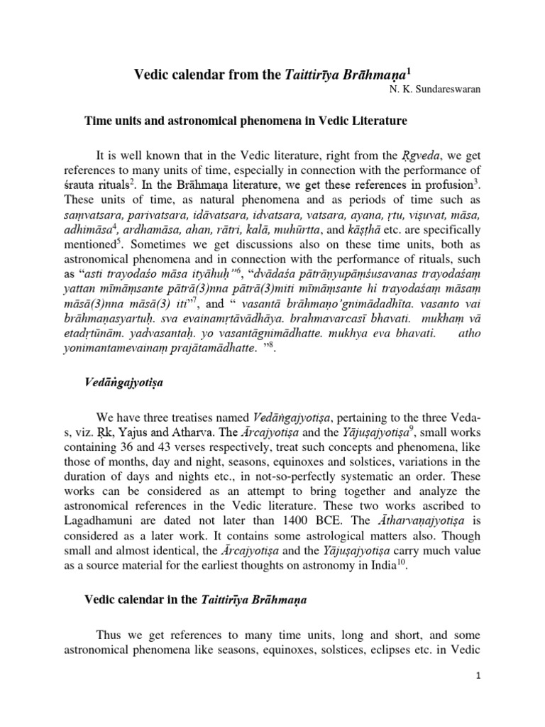 Vedic Calendar From The Taittiriya Brahm | PDF | Vedas | Calendar
